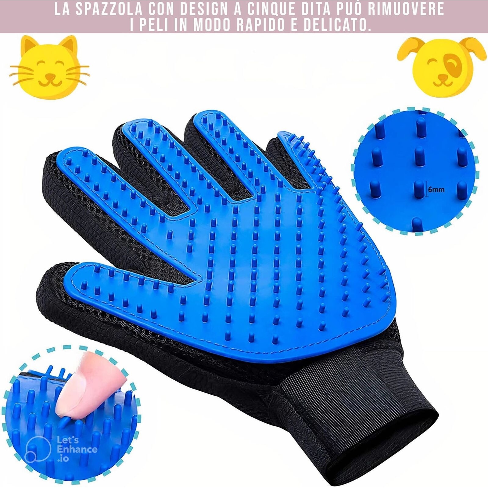 Set 2 manusi, INVINCIO Pet, pentru periat sau masat caini si pisici ...
