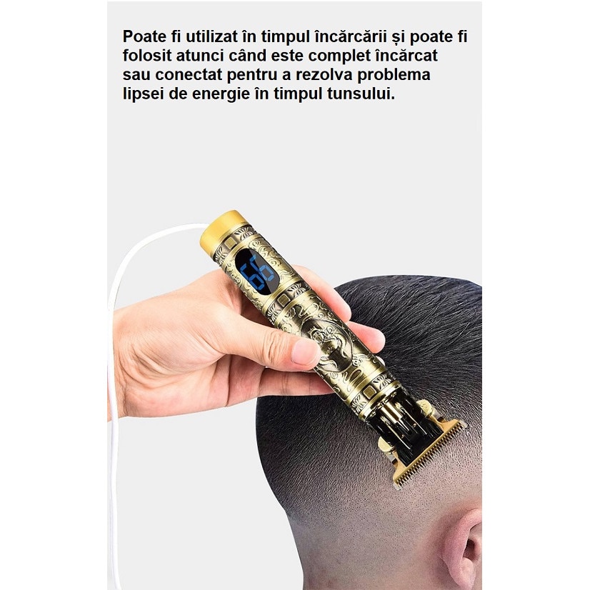 Masina profesionala de tuns barba si contur, Fara fir/Portabil - Auriu ...