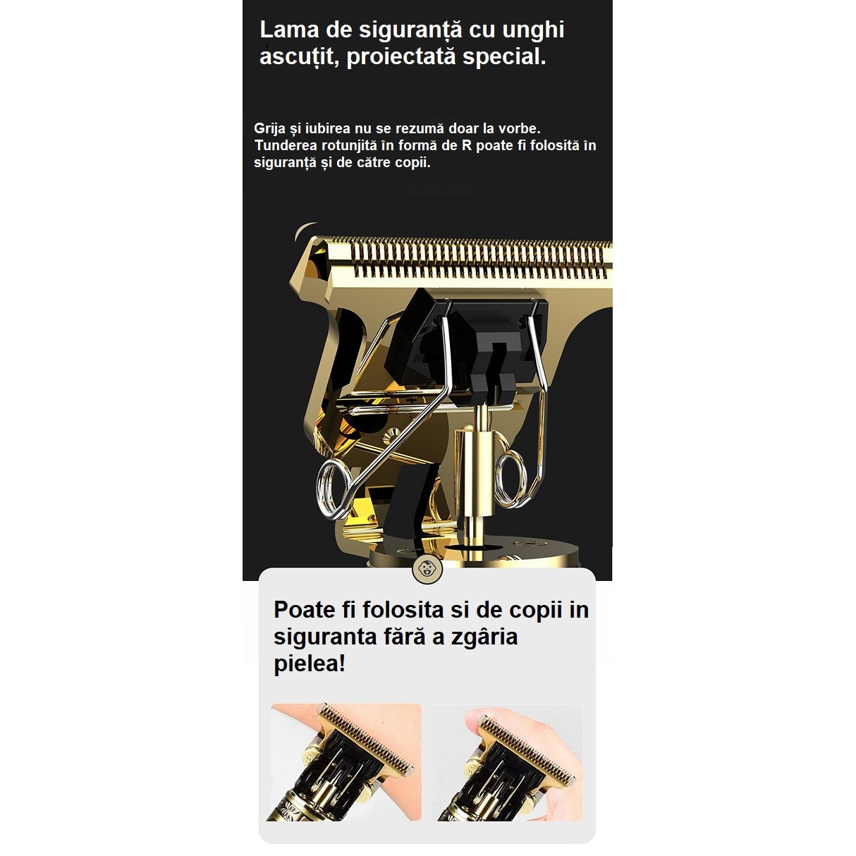 Masina profesionala de tuns barba si contur, Fara fir/Portabil - Auriu ...