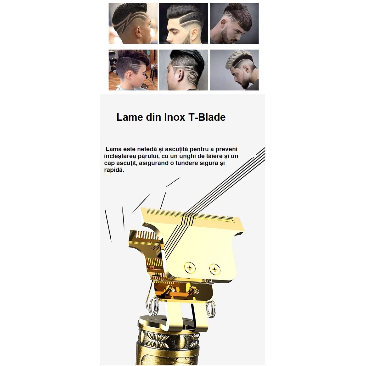 Masina profesionala de tuns barba si contur, Fara fir/Portabil - Auriu ...