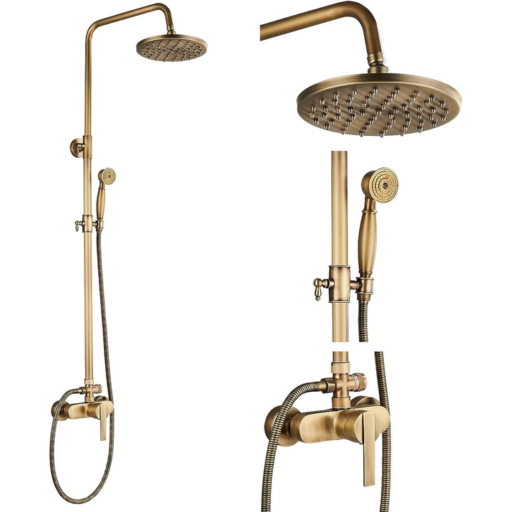Set Dus Baie, Rozin, Antic, Montat Perete, Alama A cu raft, Auriu - eMAG.ro