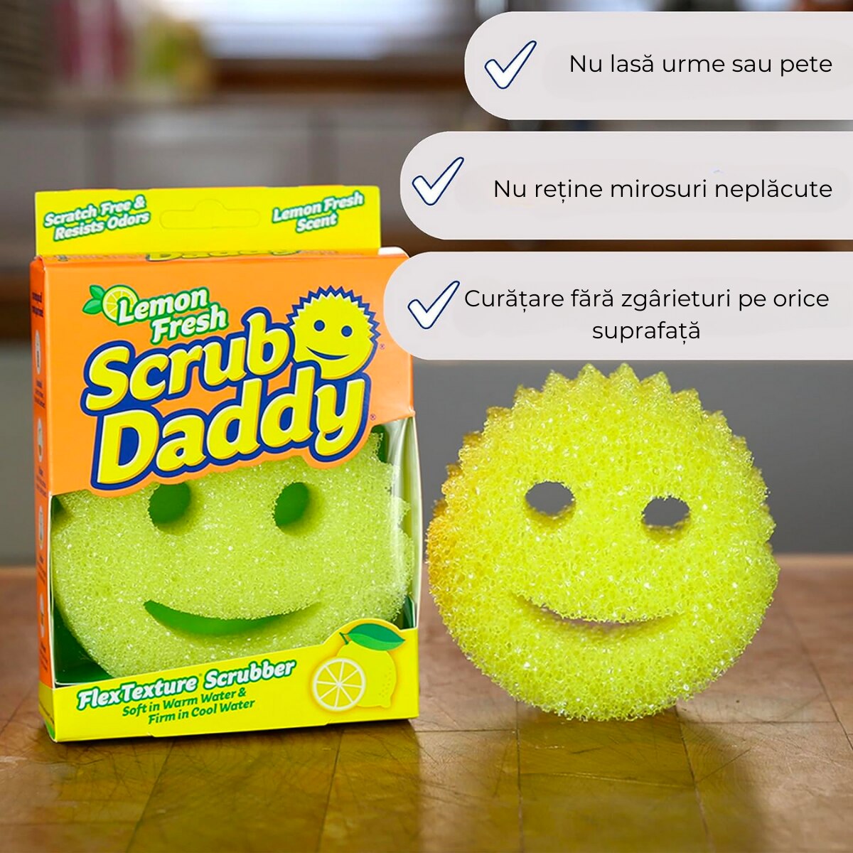 Burete Scrub Daddy Lemon Fresh, De Curatat Fara Zgarieturi, Galben, 10 ...