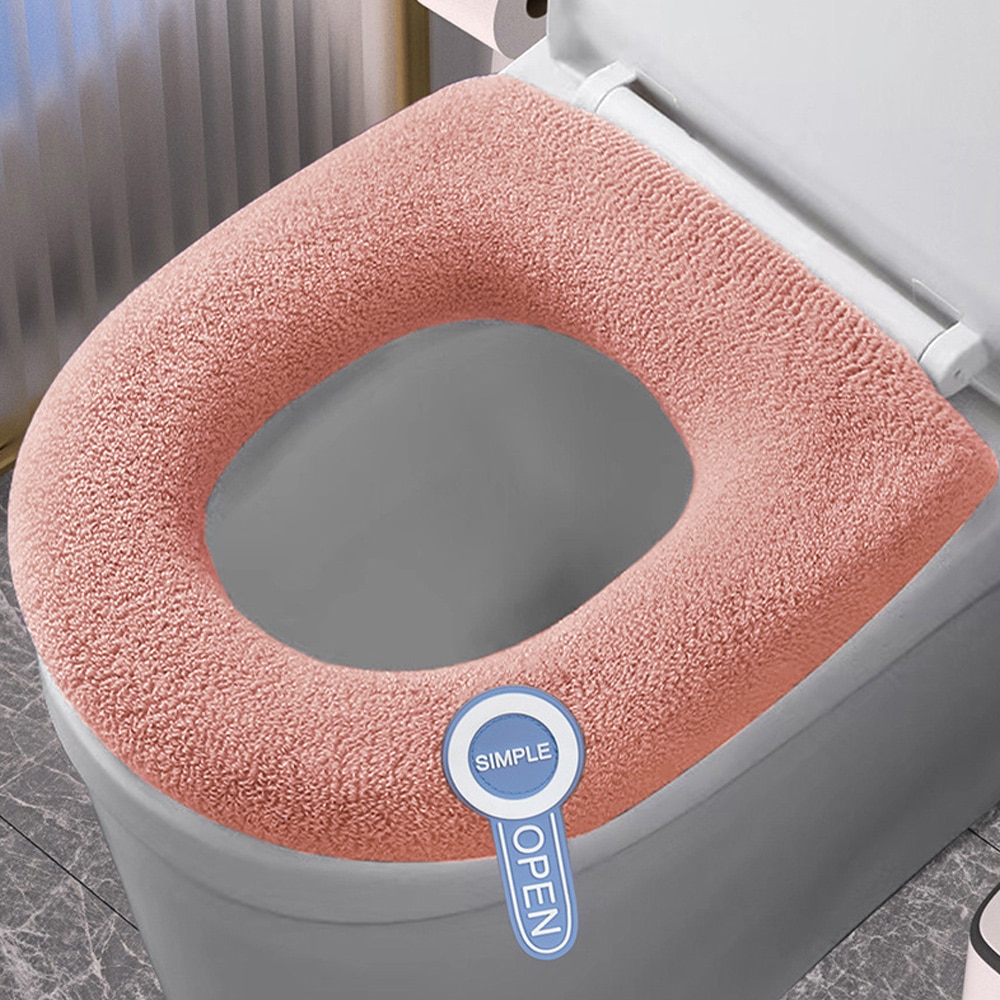 Set de 2 huse colac WC, Textil, Bej/Roz - eMAG.ro