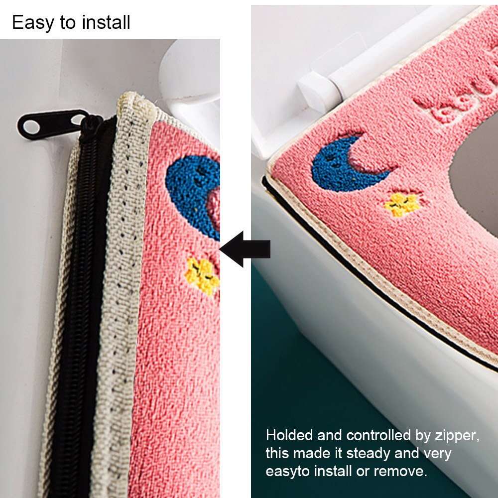 Set 2 huse colac WC Cozevdnt, Poliester, Roz - eMAG.ro