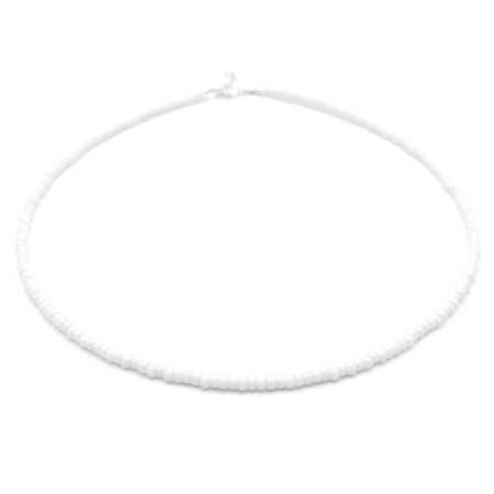 Colier cu margele albe si inchidere din Argint 925, reglabil 39-42 cm ...