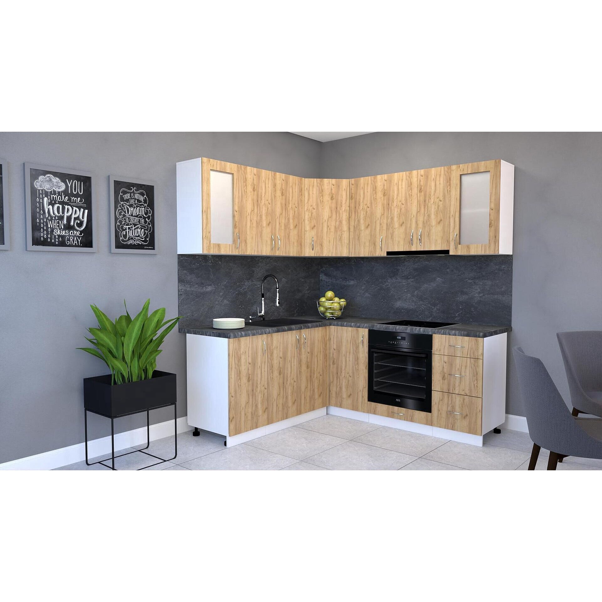 Corp de bucatarie Sani Modest Н-20/82 cm Alb si Stejar Kraft - eMAG.ro