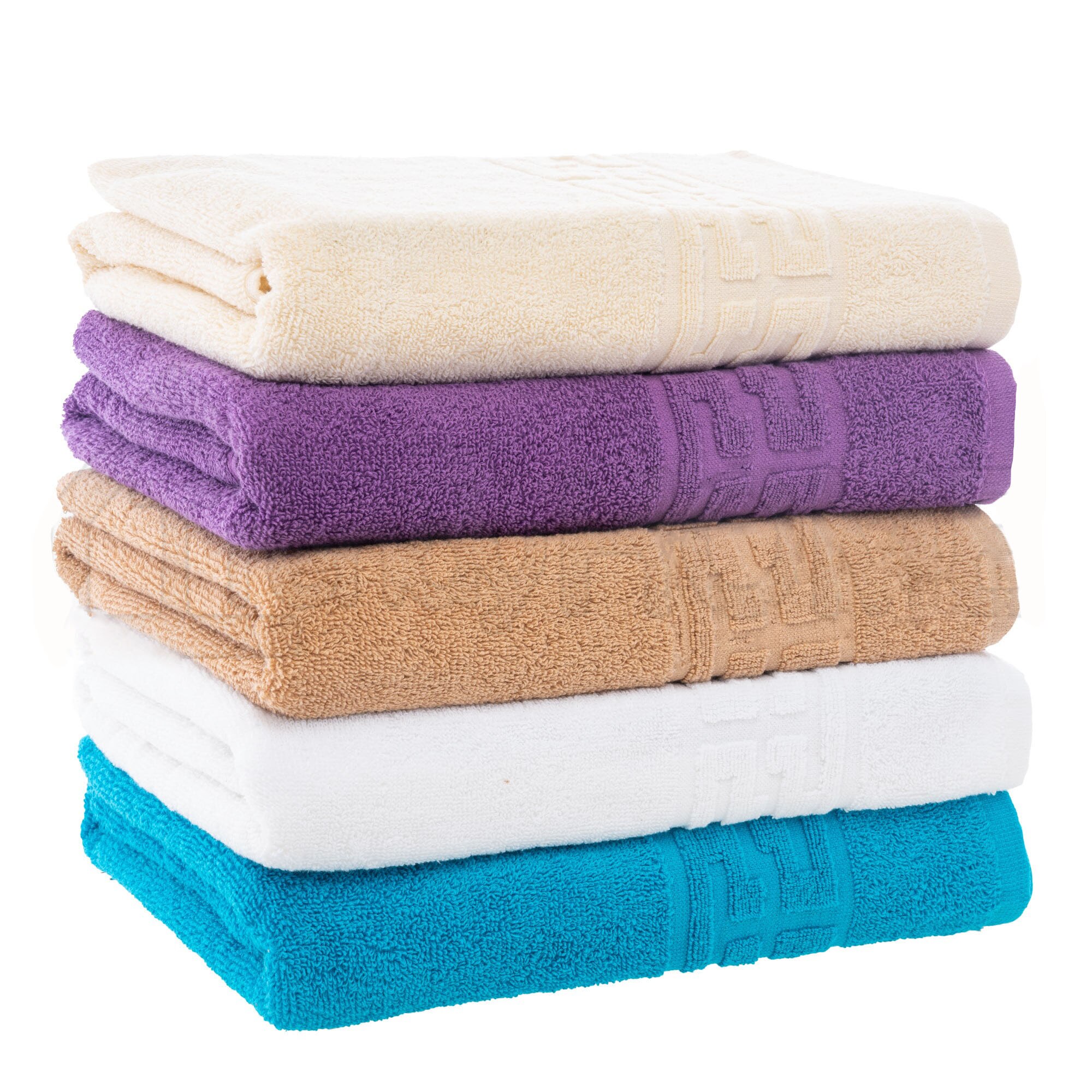 Set 5 Prosoape, 50x90 cm, 100% Bumbac, Greek Border, Multicolor, 550gsm ...