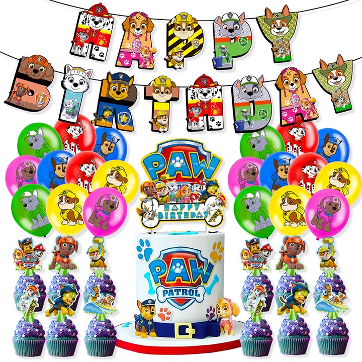 Комплект от 20 детски балона Paw Patrol парти за рожден ден латекс 1 банер Честит рожден ден