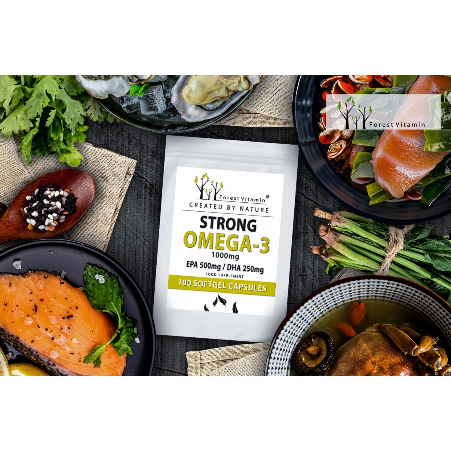 Omega-3 PUTERNIC 1000 mg – EPA 500 mg, DHA 250 mg – 100 capsule moi ...