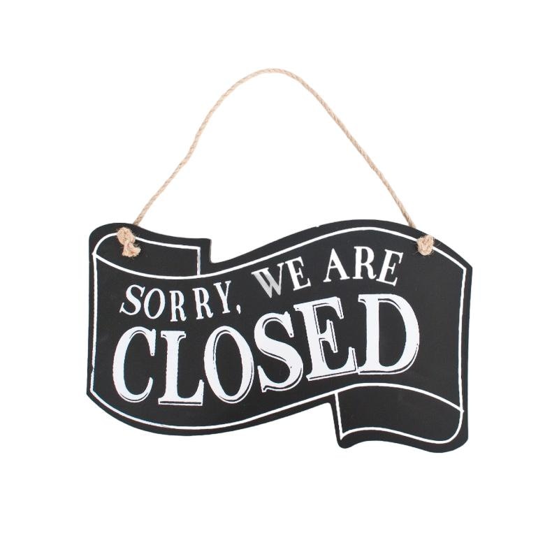 Semn pentru magazin - Deschis/Inchis, Lemn, 25 x 13 x 0.6 cm, Negru ...