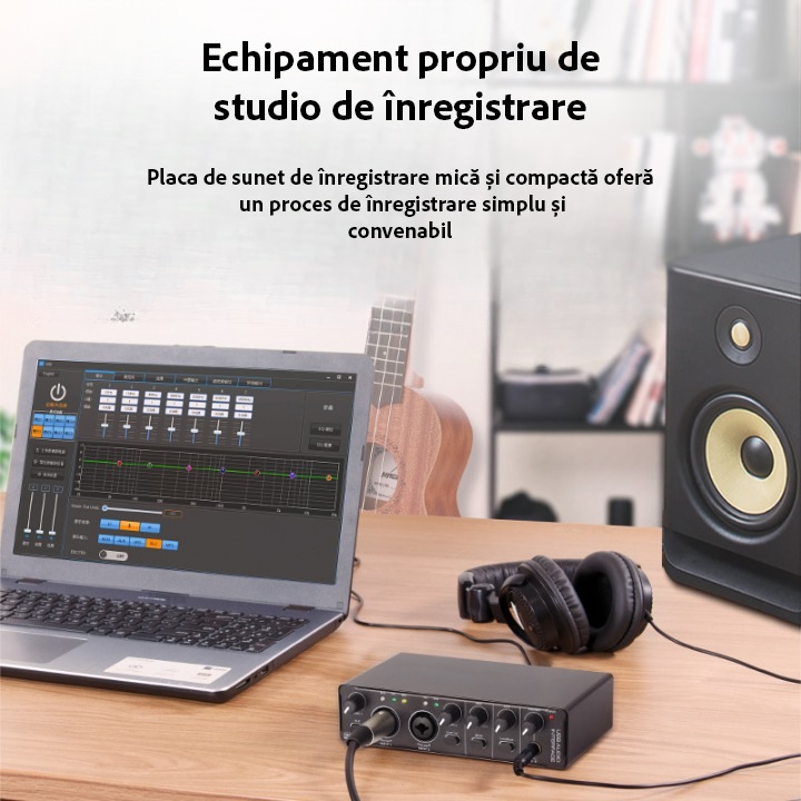 Interfata Audio USB Profesionala VENTART, Placa de Sunet, 24 bit 192kHz ...