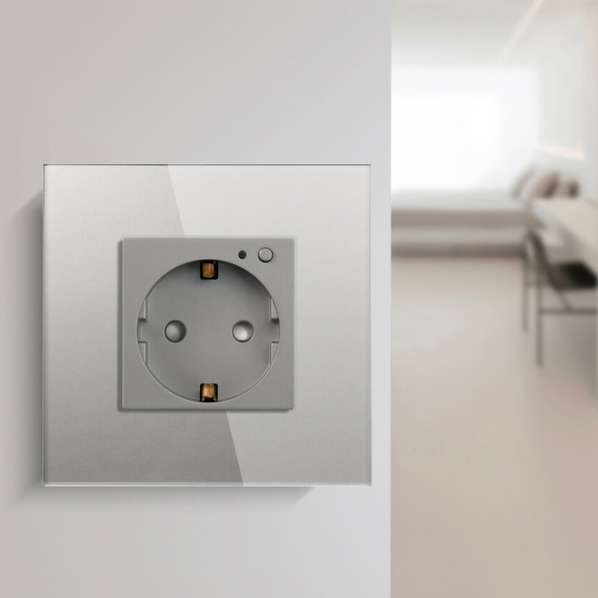 Priza inteligenta de perete, Wi-Fi, Rama din sticla, Monitorizare ...