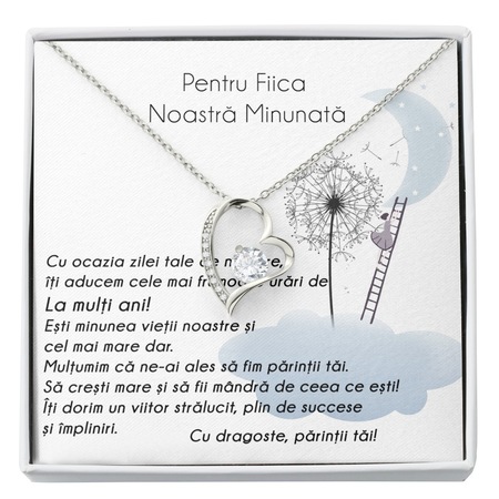 Set Colier Cu Pandant Inima Curbata Placat Cu Aur Alb 14K, JOYSTOS, Si ...