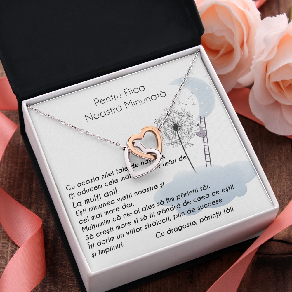 Set Colier Cu Pandant Inimi Interconectate Placat Cu Aur Alb 14K ...