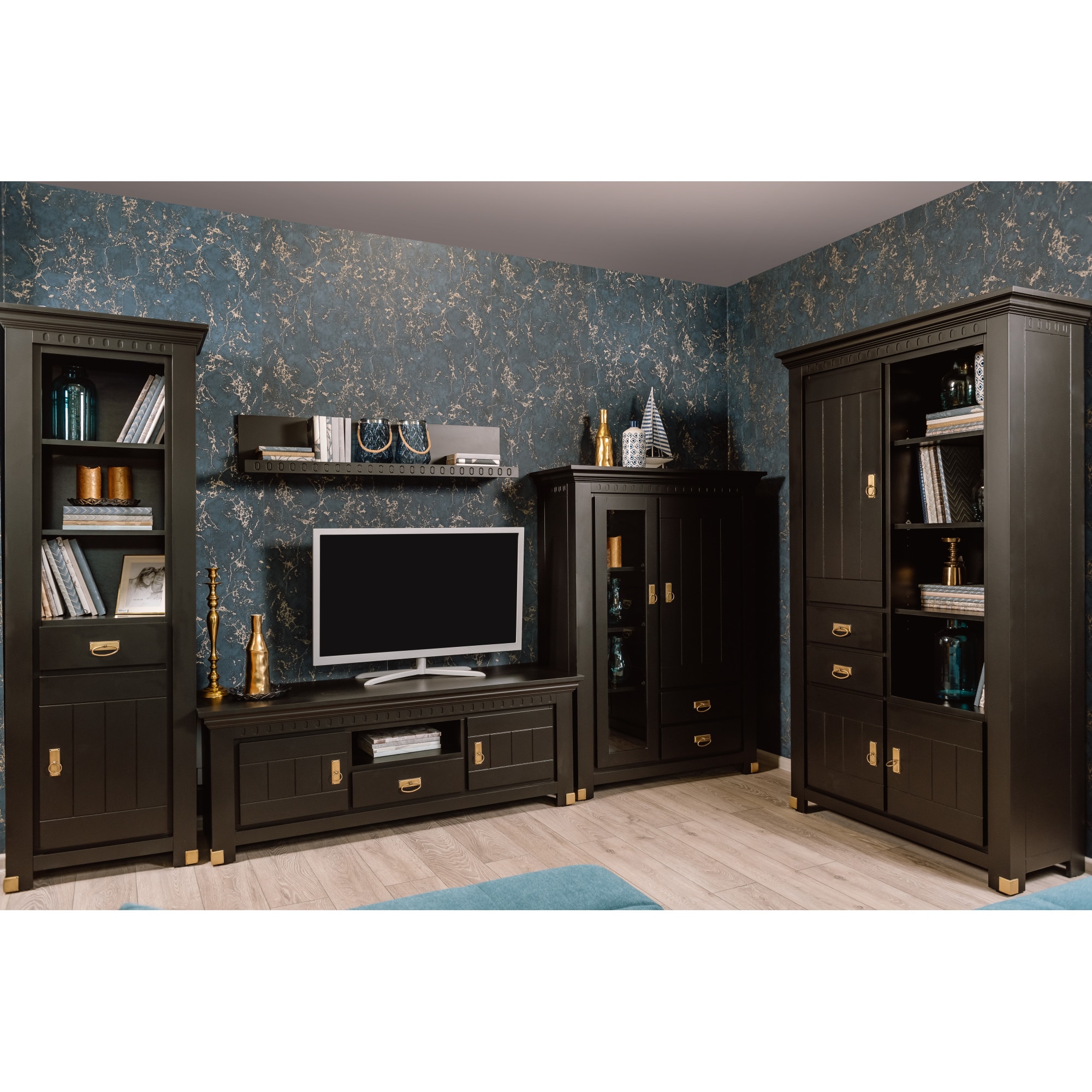 Comoda Bar Saint Tropez Cu 2 Usi Si 2 Sertare Negru, Vopsit, 111 Cm ...