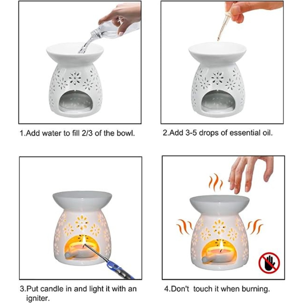 Difuzor ceramic pentru aromaterapie, cu suport pentru lumanare, oaza ...