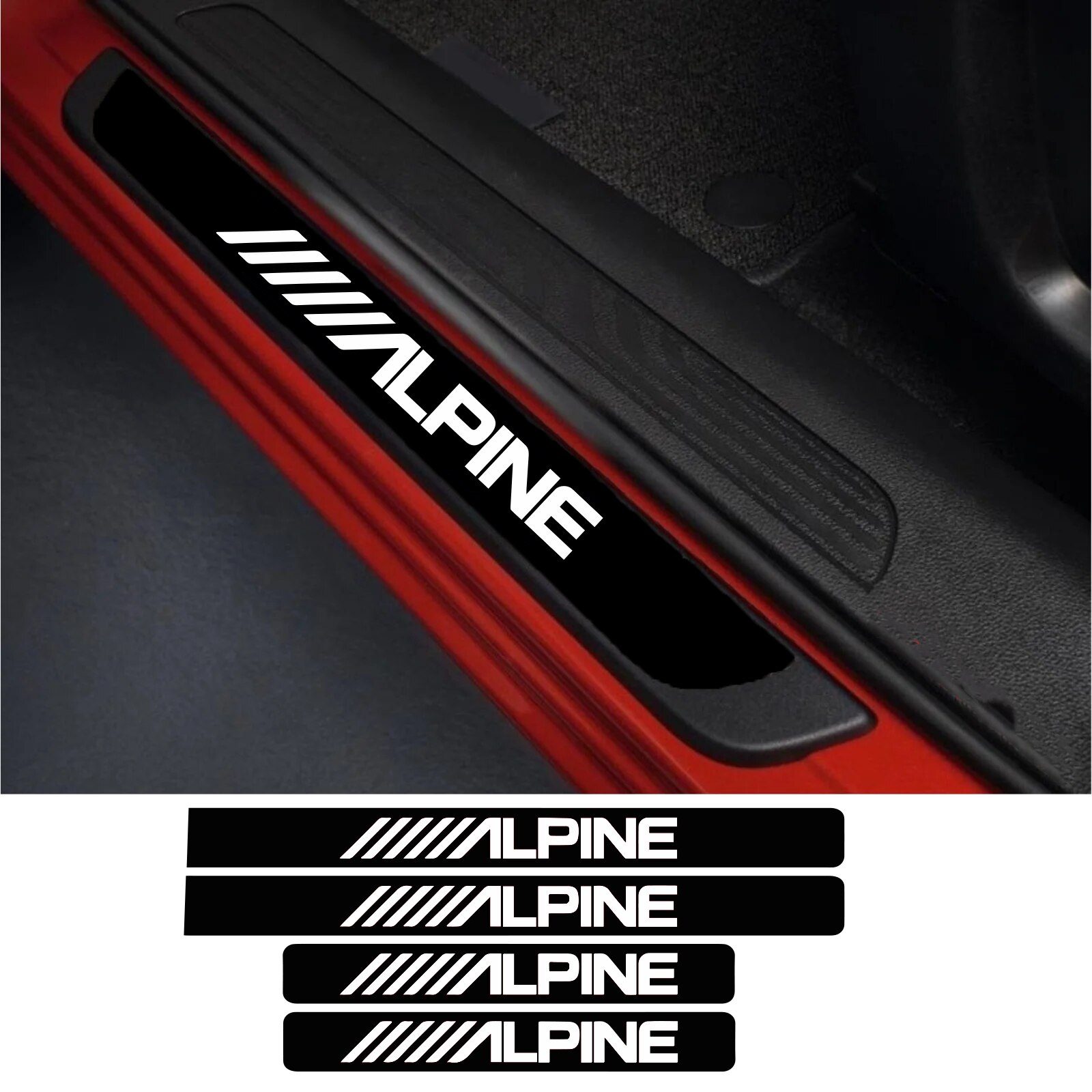 Set 4 protectii praguri auto autoadezive Alpine, Alb - eMAG.ro