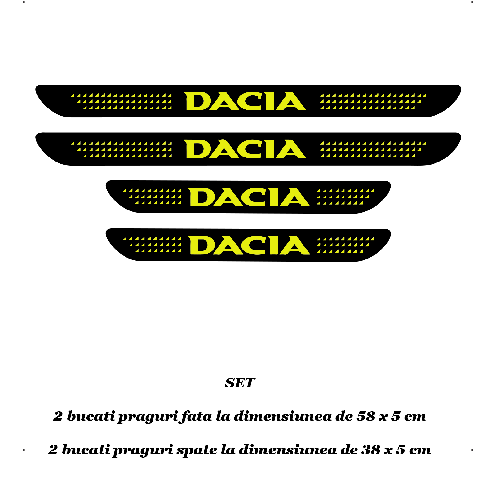 Set 4 protectii praguri auto autoadezive Dacia model 3, Galben - eMAG.ro