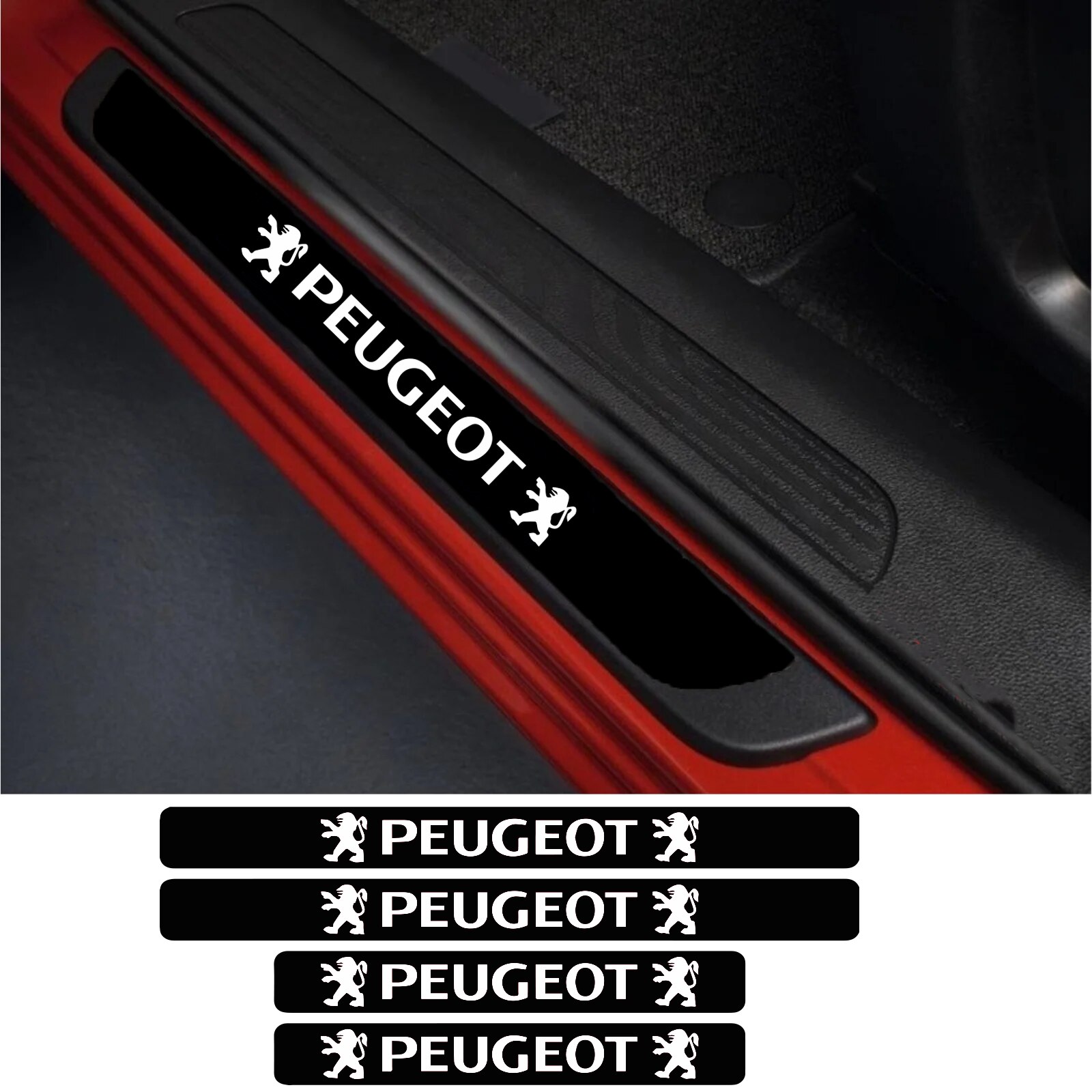 Set 4 protectii praguri auto autoadezive Peugeot, Alb si breloc Drumul ...
