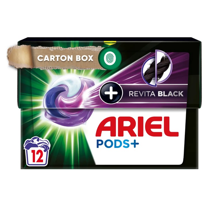 Detergent de rufe capsule Ariel Plus Revita Black, indeparteaza petele ...
