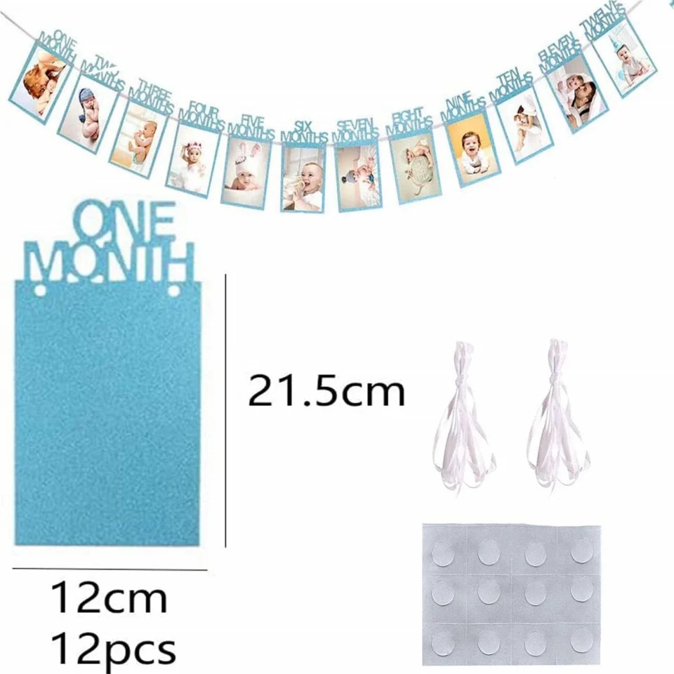 Banner cu rame foto pentru poze cu bebelusi 1-12 luni Jinlaiyun, hartie ...
