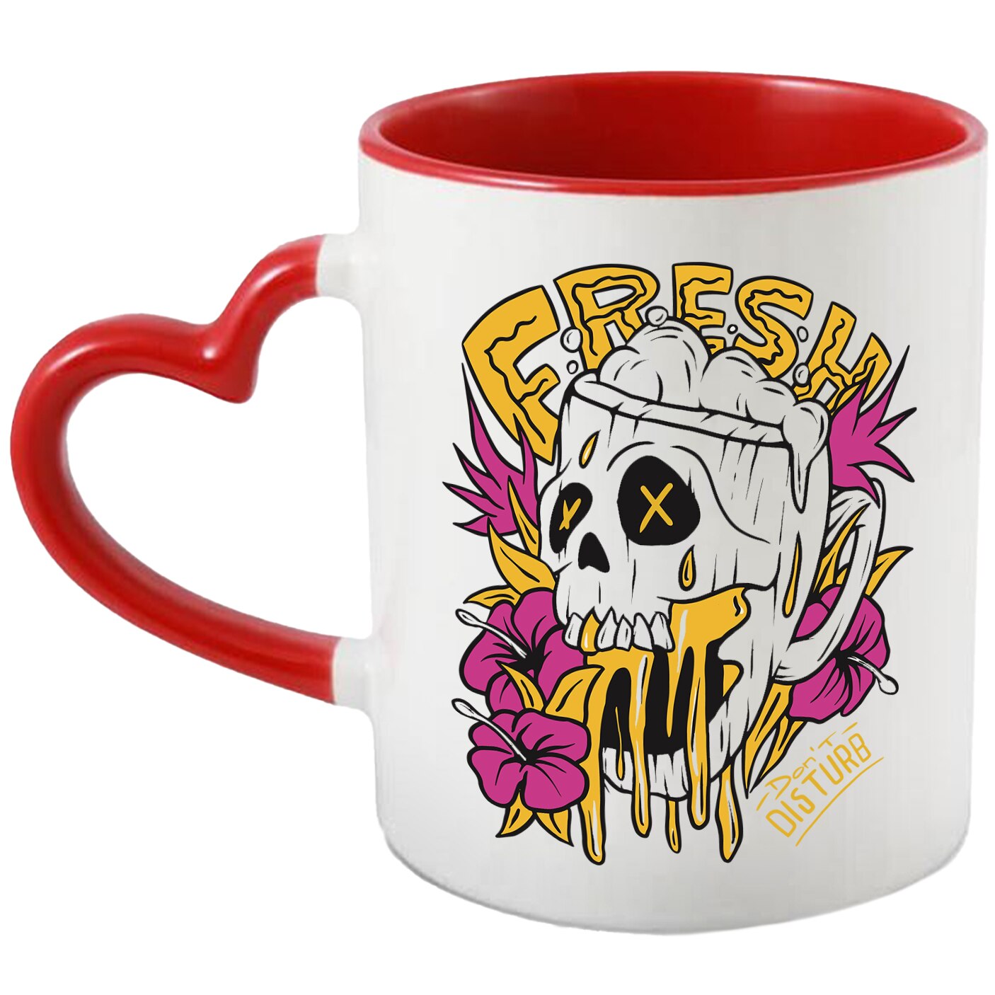 Cana Cu Craniu Om, Flori Roz, Text In Engleza Fresh, Rock, Iubitorii De ...