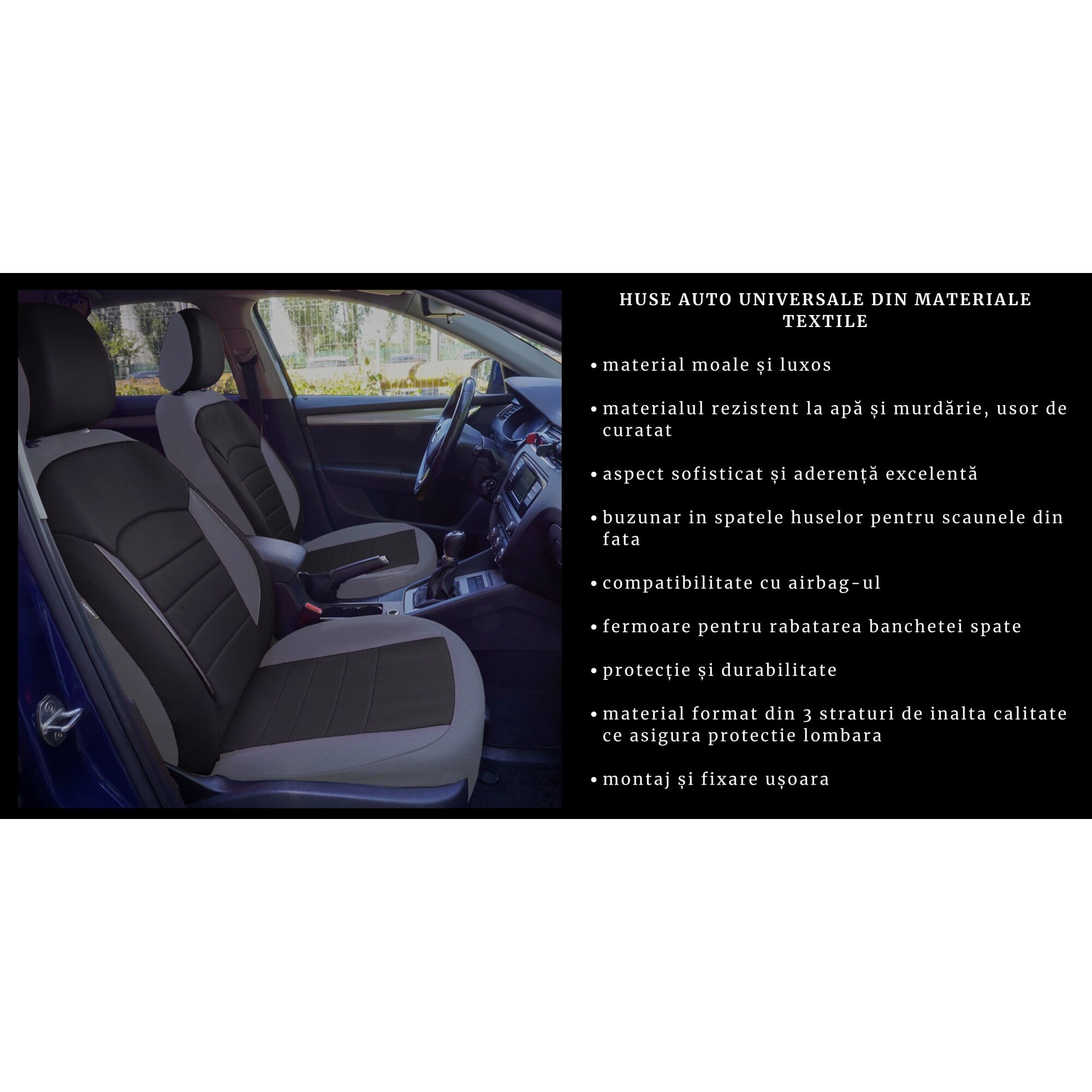 Set huse scaune auto Smartic®, Urban V2, 11 piese, compatibile cu ...