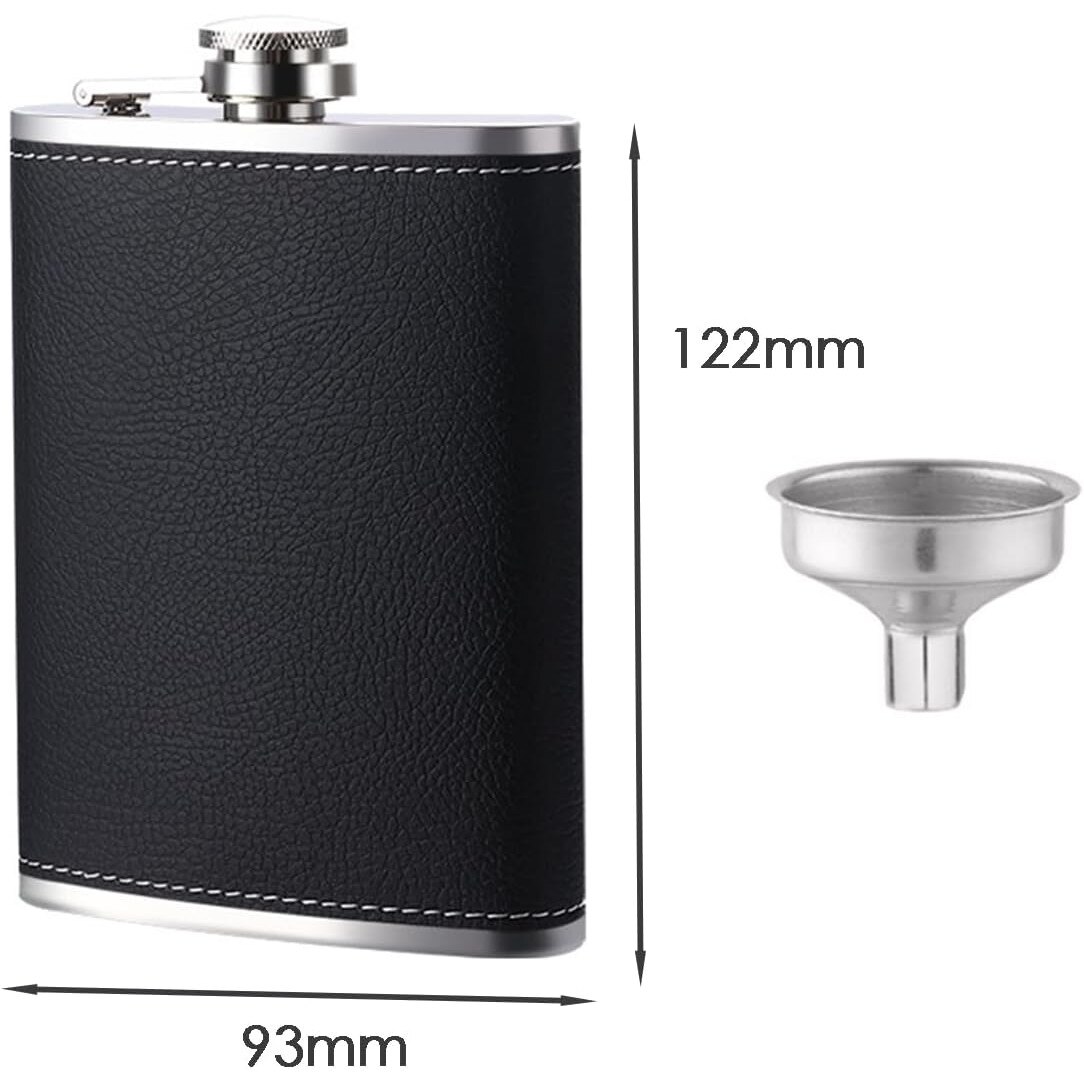 Plosca inox pentru alcool, 235ml, piele neagra - eMAG.ro