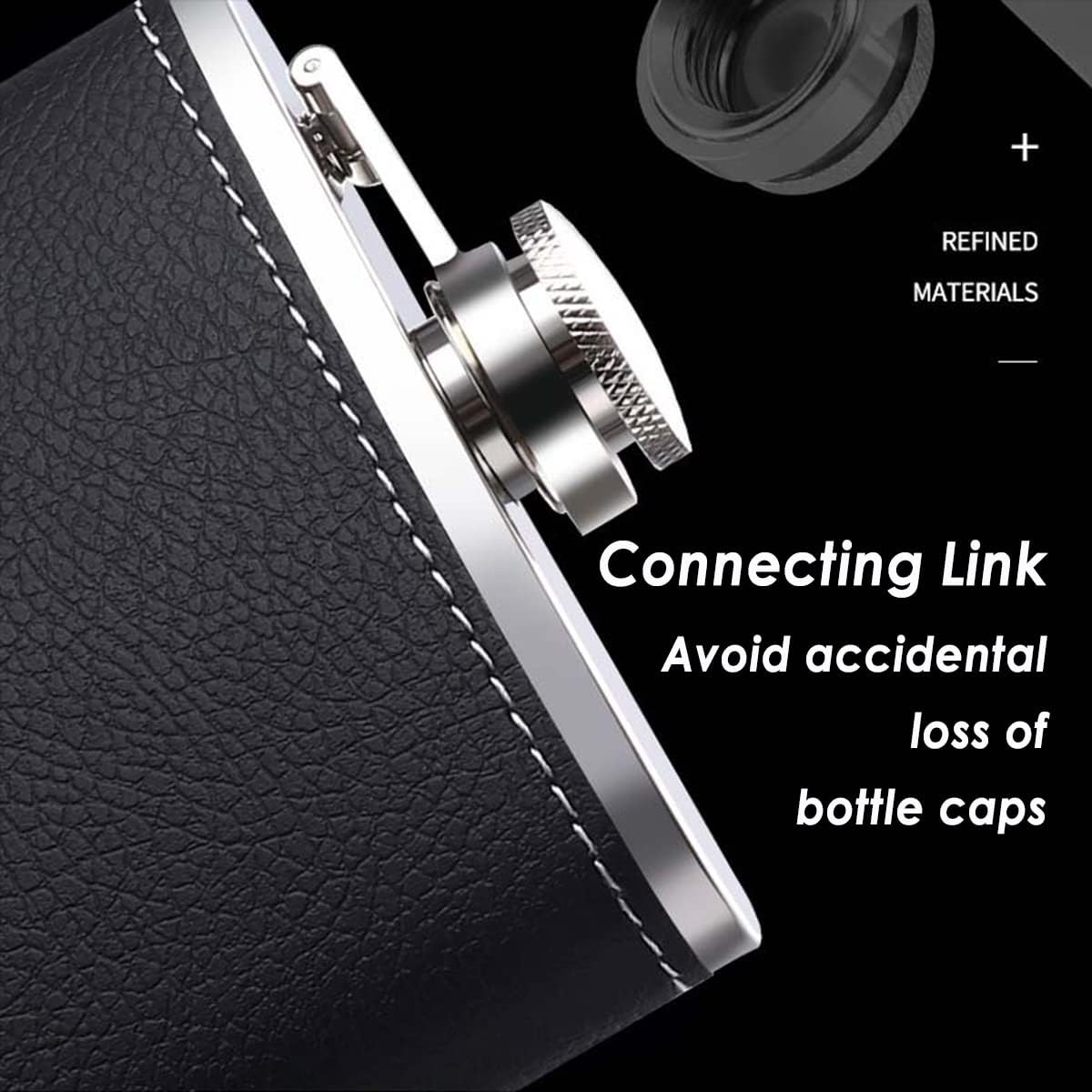 Plosca inox pentru alcool, 235ml, piele neagra - eMAG.ro