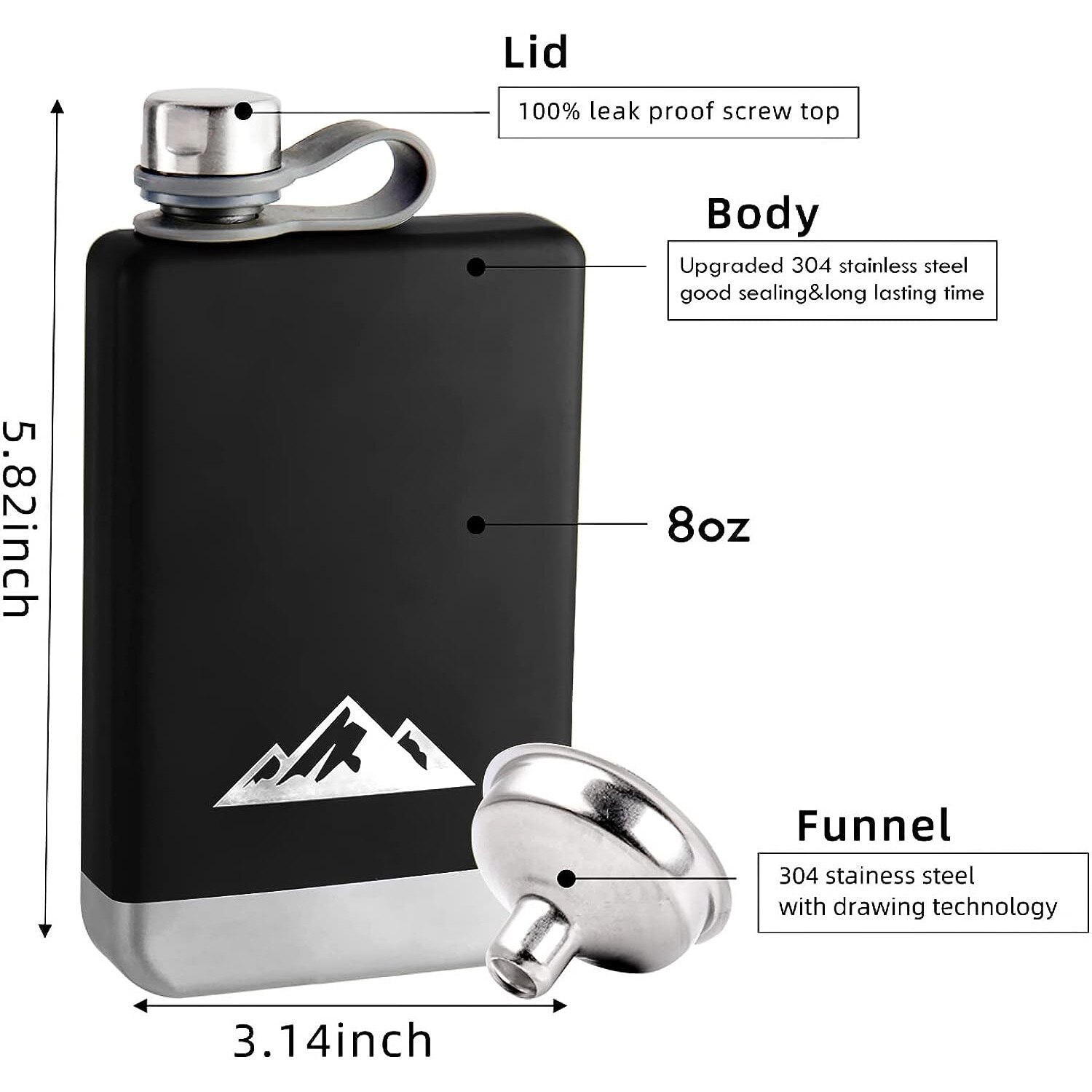 Plosca inox pentru alcool, 227 ml, negru - eMAG.ro