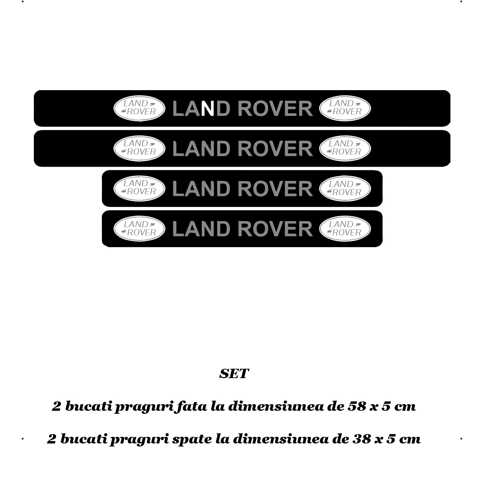 Set 4 protectii praguri auto autoadezive Land Rover, Gri si breloc ...