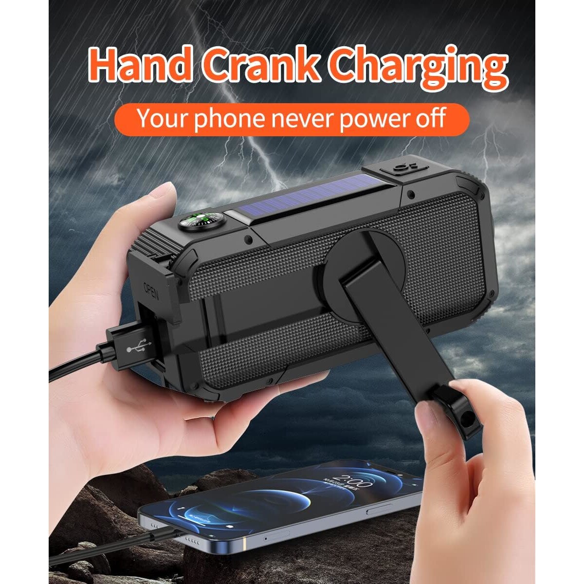 Radio portabil multifunctional AM-FM, ZEEVOS, cu incarcare solara si ...