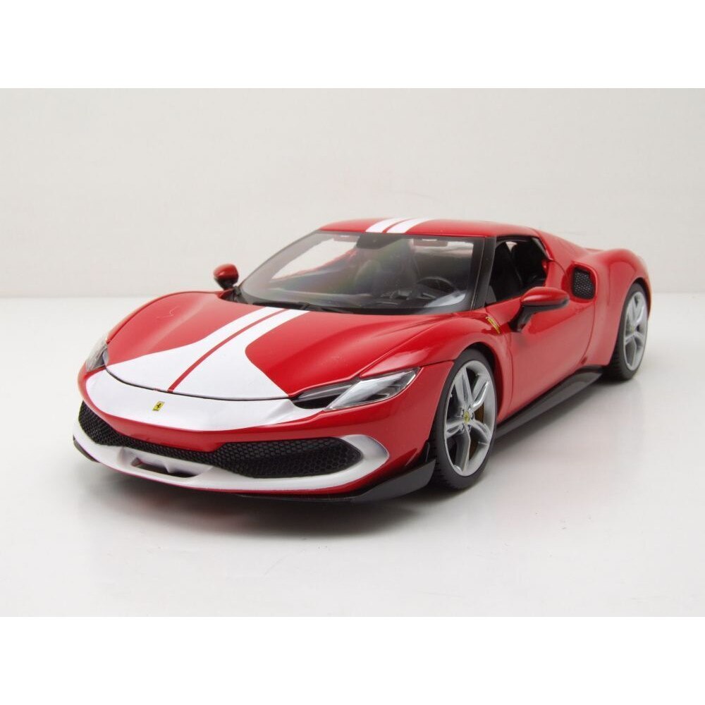 Macheta Ferrari 296 GTB Assetto Fiorano rosu/alb - 1/18 Bburago - eMAG.ro