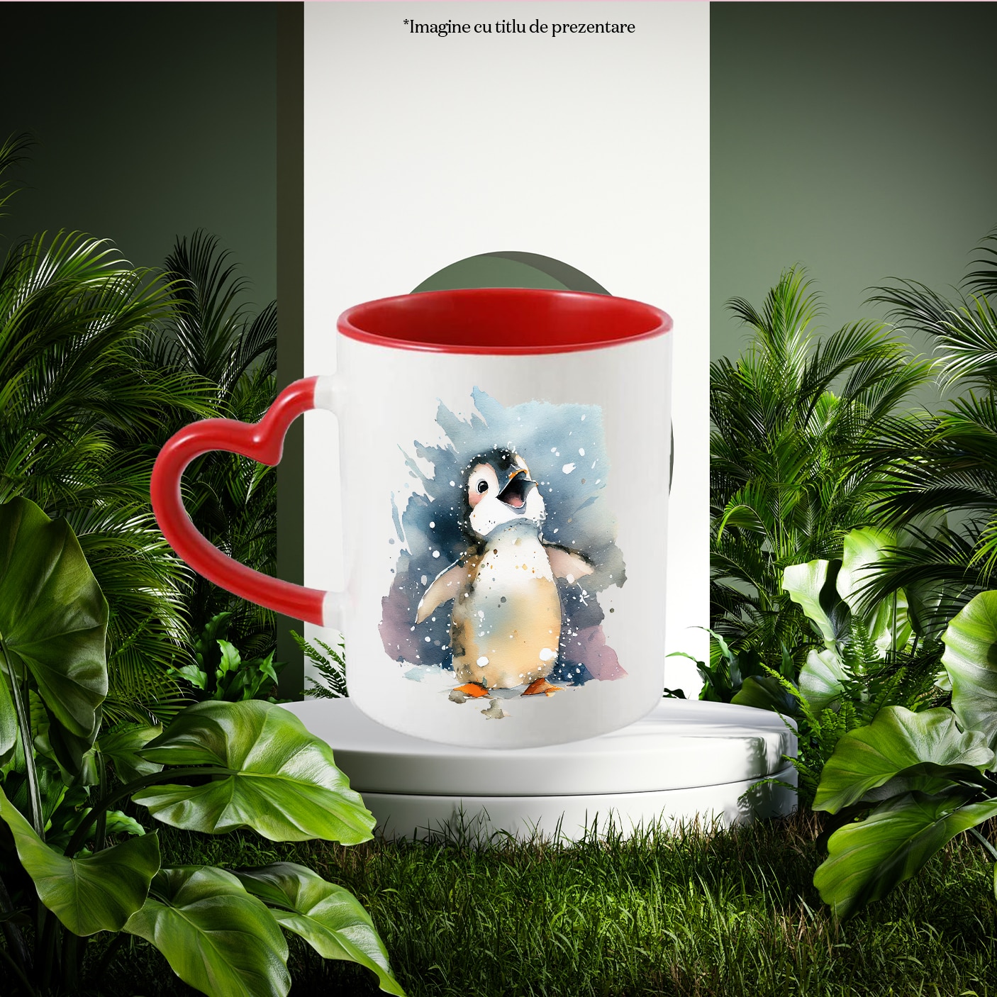 Cana Cu Pui De Pinguin Fericit In Fulgii De Zapada, Animal Dragalas ...