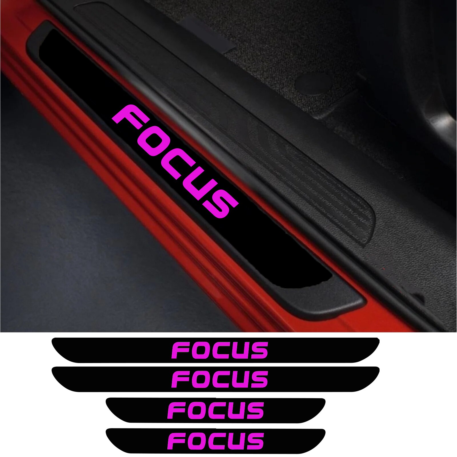 Set 4 protectii praguri auto autoadezive Focus, Roz - eMAG.ro