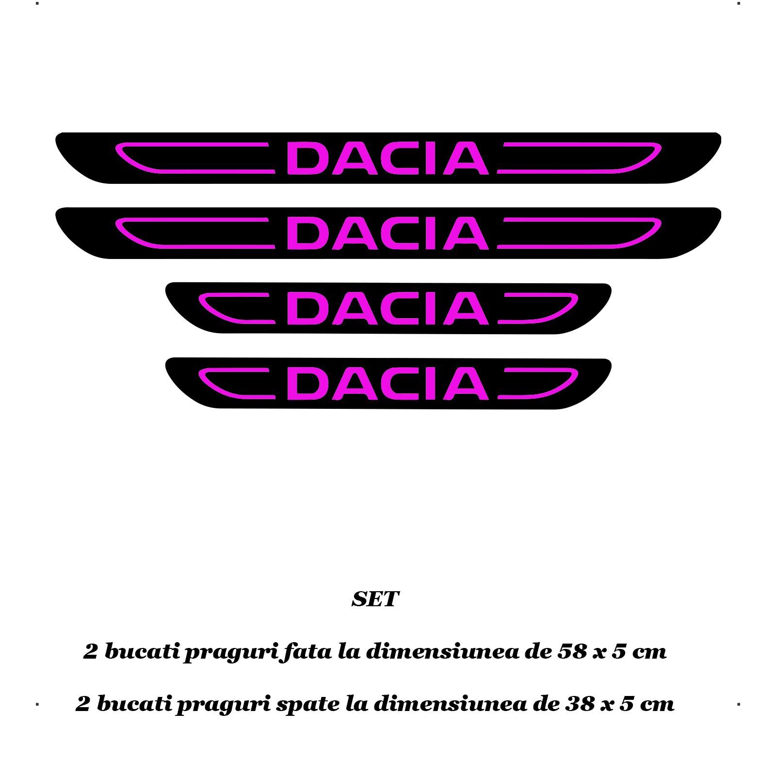 Set 4 protectii praguri auto autoadezive Dacia, Roz - eMAG.ro