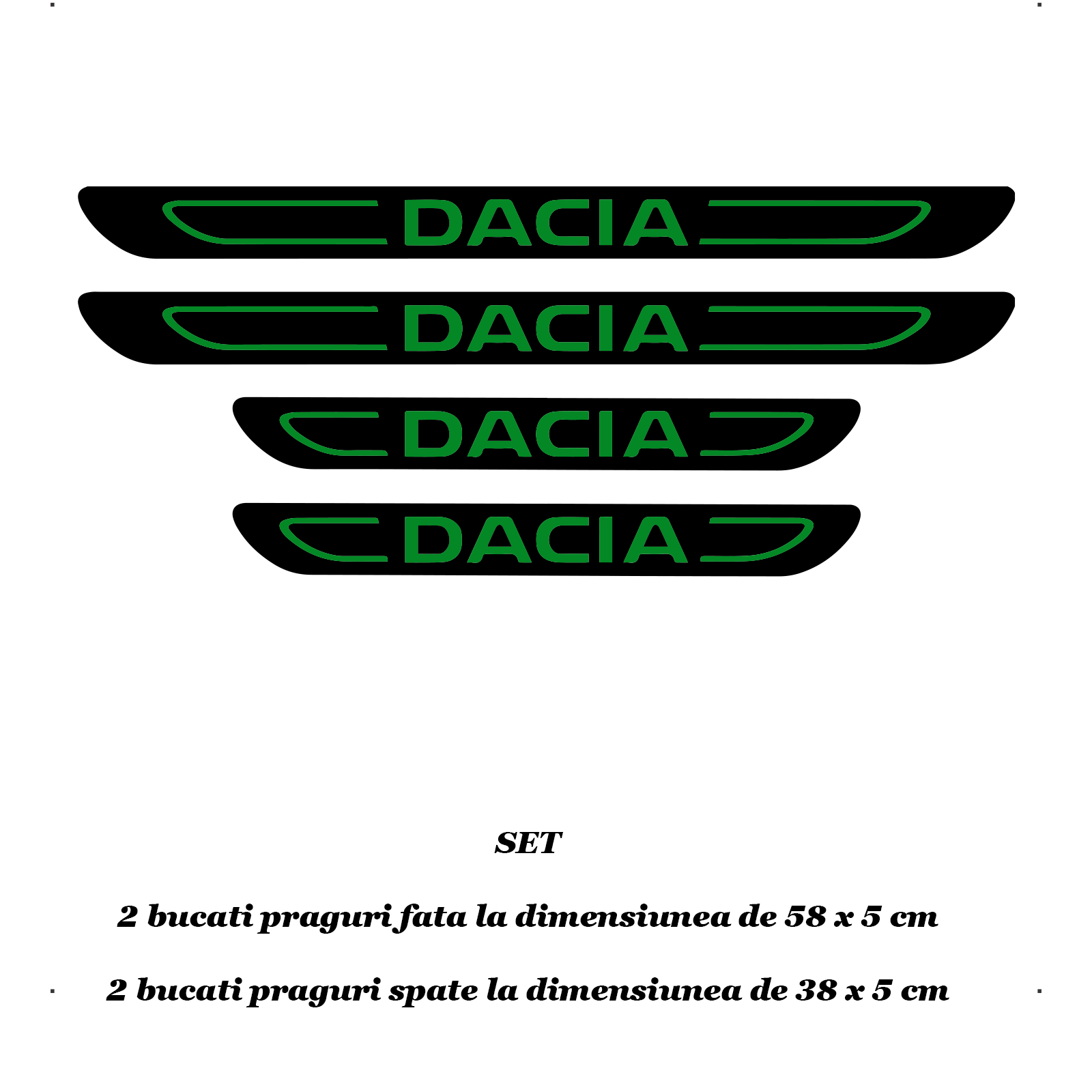 Set 4 protectii praguri auto autoadezive Dacia, Verde - eMAG.ro