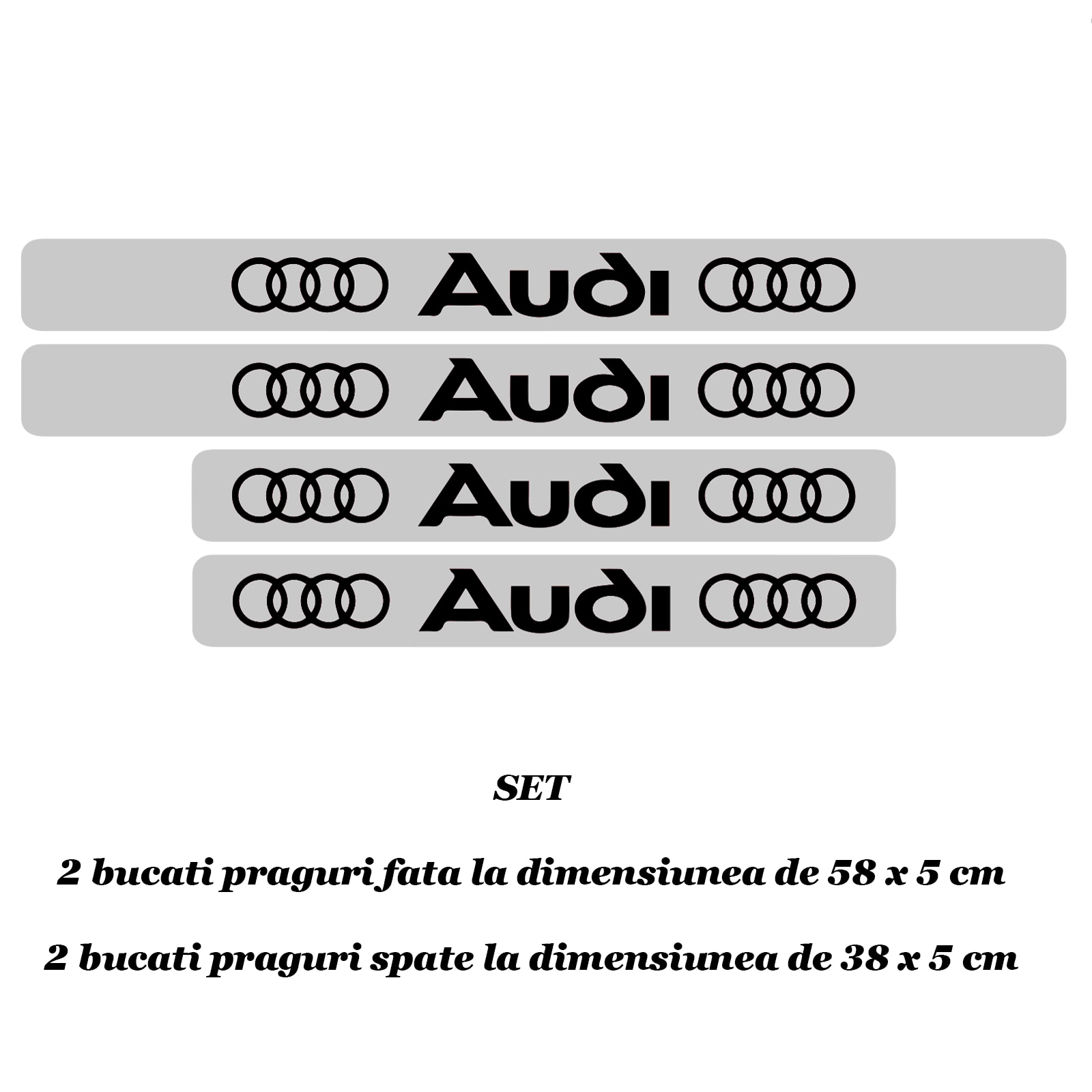 Set 4 protectii praguri auto autoadezive Audi, Negru - eMAG.ro