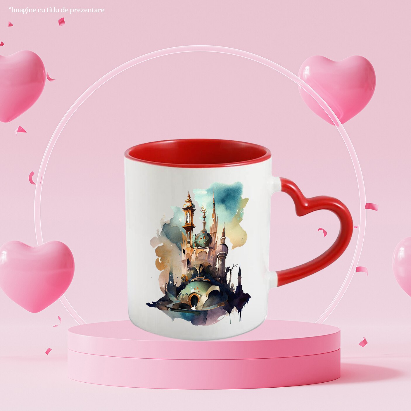 Cana Cu Priveliste Castel Cu Turnuri Stil Ciuperca, Caricatura, Desene ...