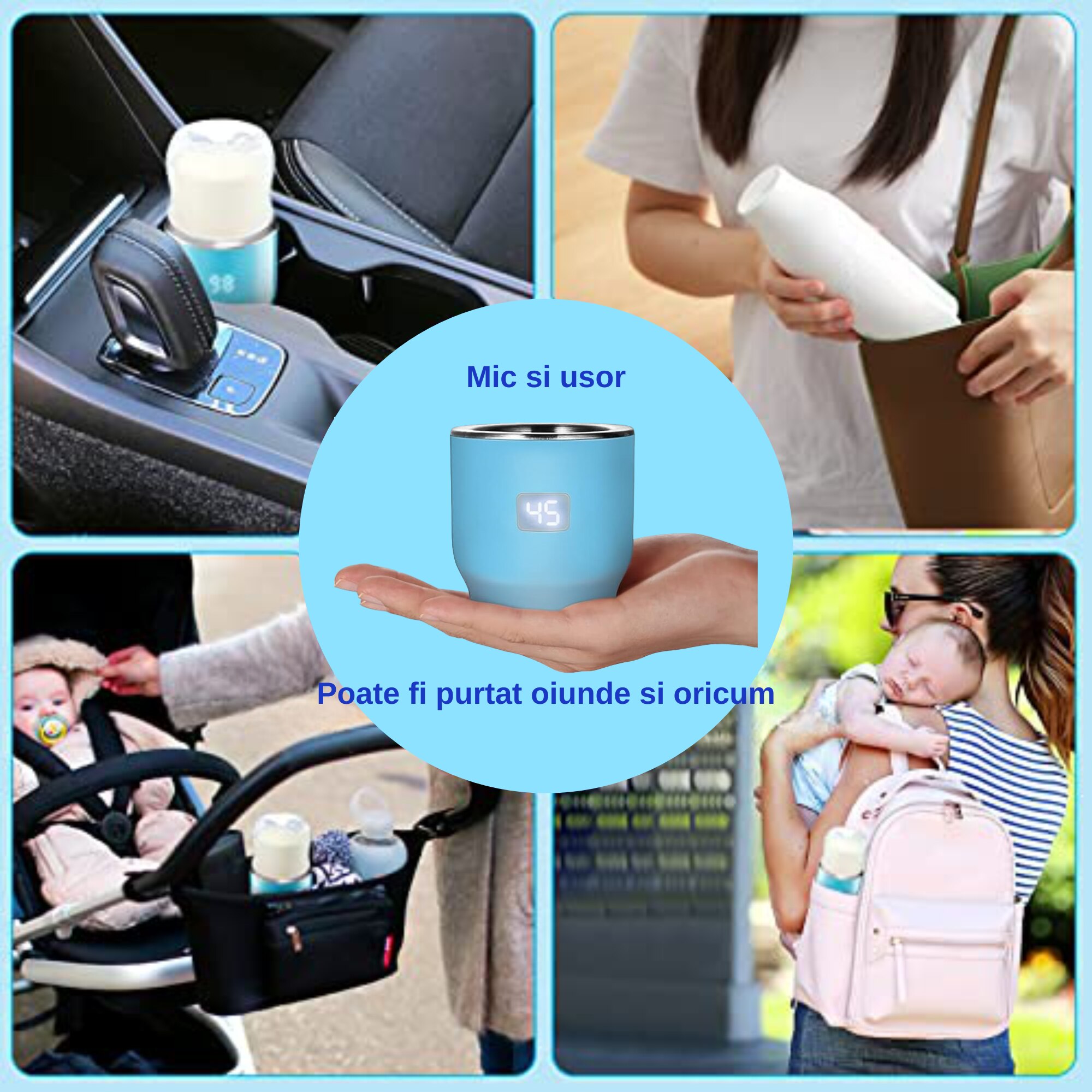 Set incalzitor biberon si dozator de formula lapte YOTEP, Portabil, 3 ...