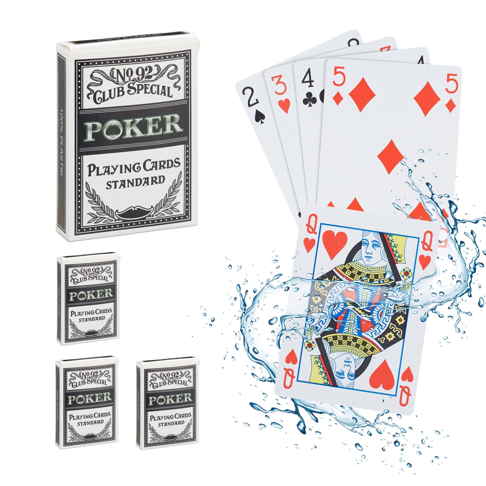 Set 4 carti de joc rezistente la apa, Relaxdays - eMAG.ro