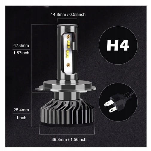 Set 2 becuri LED H4, Led Headlight, 12V, 100W, 20000lm, 6000k - eMAG.ro