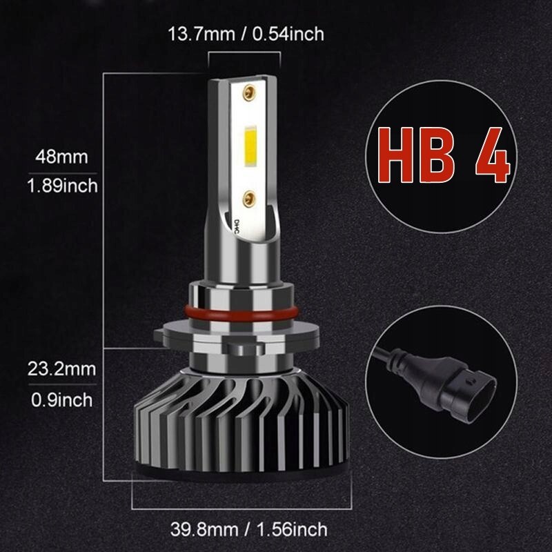 Set 2 becuri LED ZES HB4, Led Headlight, 20000 lm, 100W, 9006, USA ...