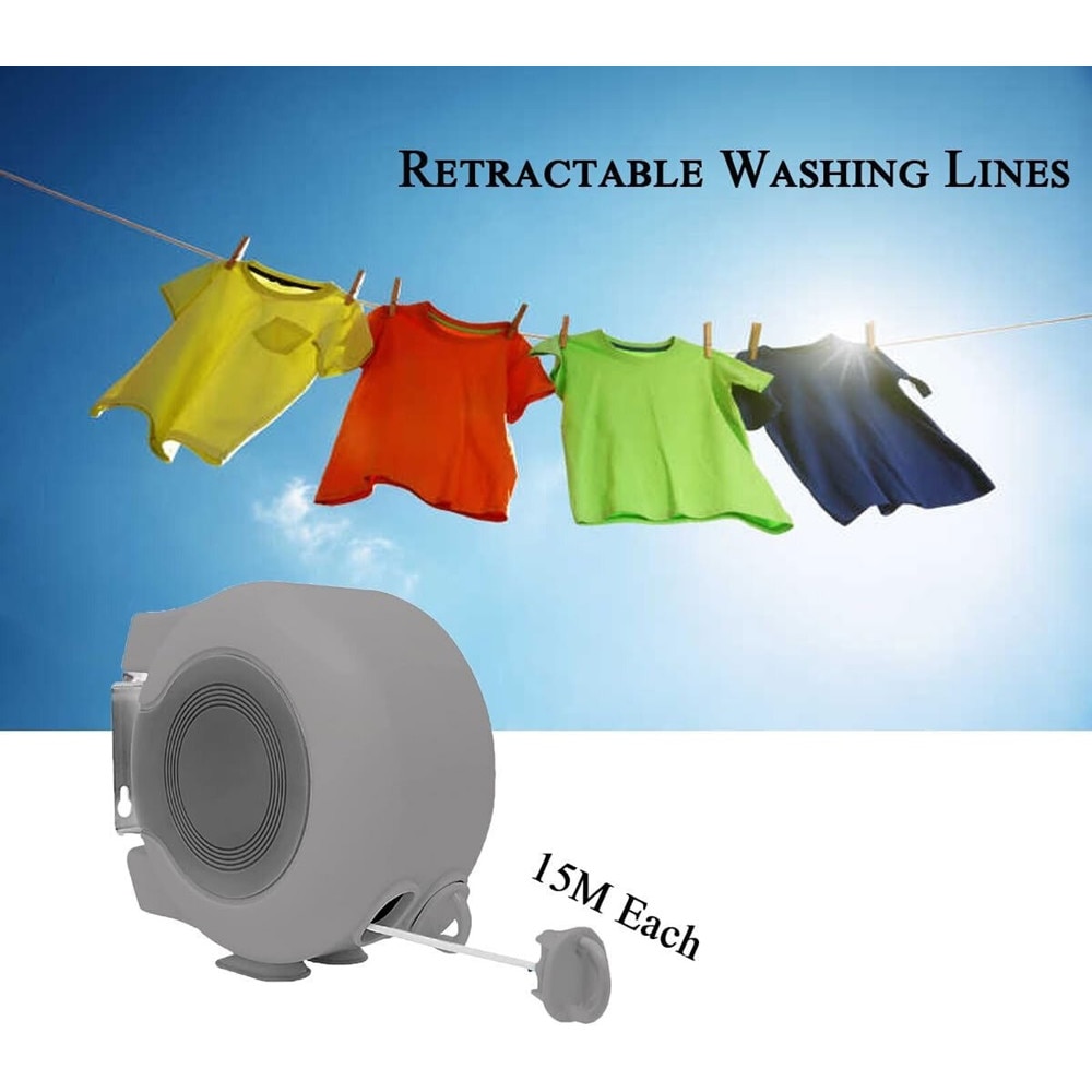 Uscator de rufe retractabil cu 2 sarme, 2 x 15 m, gri Vivo WL2321 - eMAG.ro