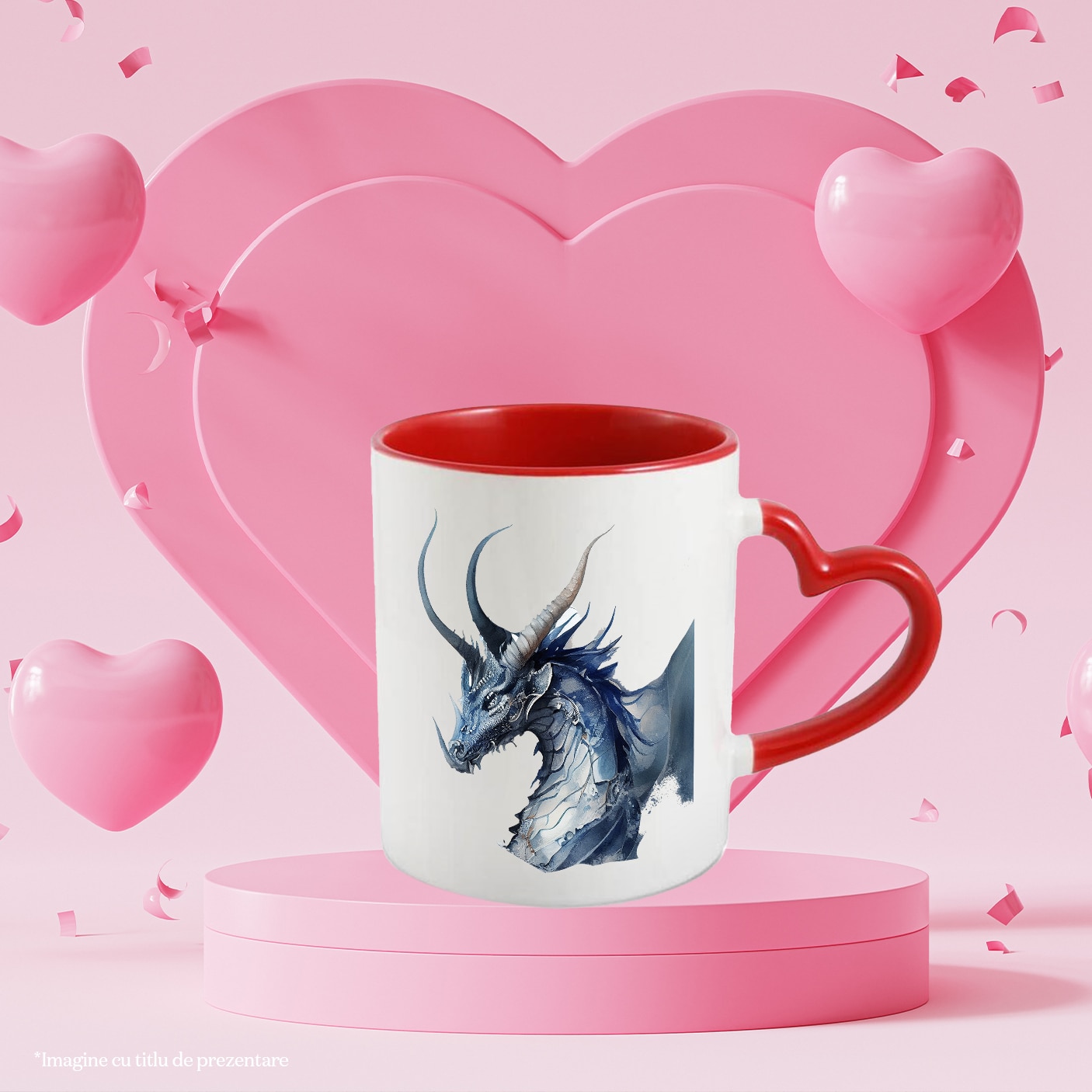 Чаша с леден дракон големи рога карикатури деца абстрактни дизайни многоцветна 330 Ml с