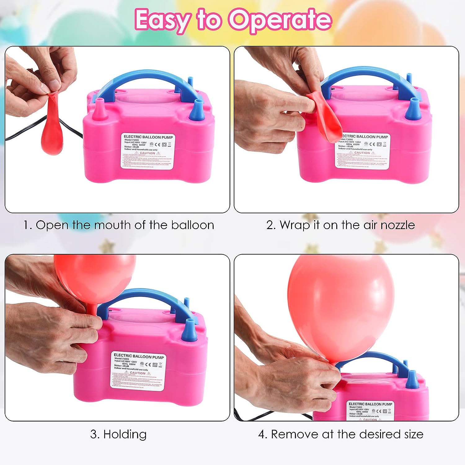 Compresor pentru baloane, Profesional, 600W, 220V, Roz - eMAG.ro