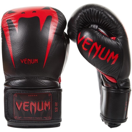 Manusi de box Venum, Venum, Piele naturala, Negru/Rosu, 8oz - eMAG.ro