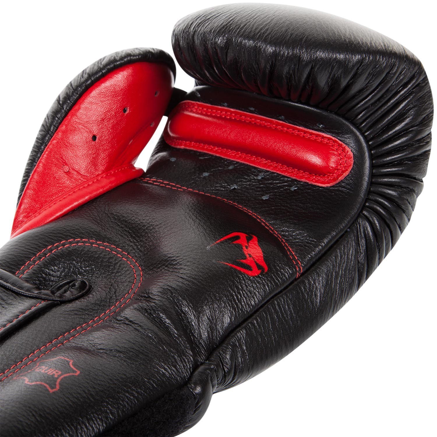 Manusi de box Venum, Venum, Piele naturala, Negru/Rosu, 8oz - eMAG.ro