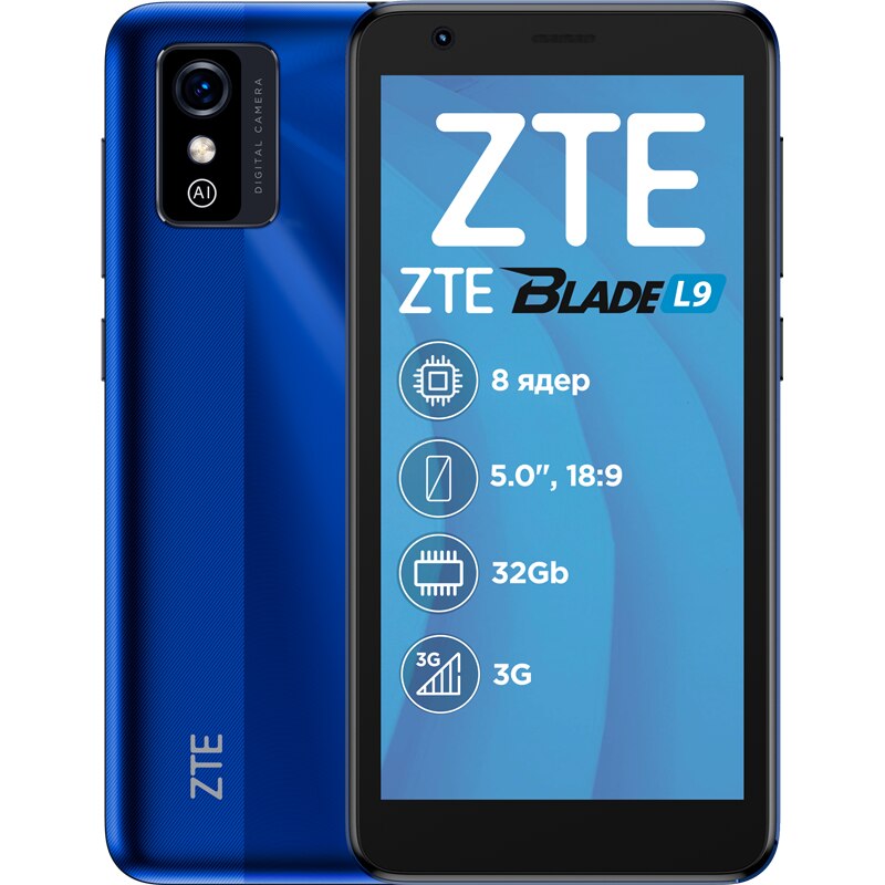 ZTE Blade L9 Mobiltelefon, Dual SIM, 32GB, Blue - eMAG.hu