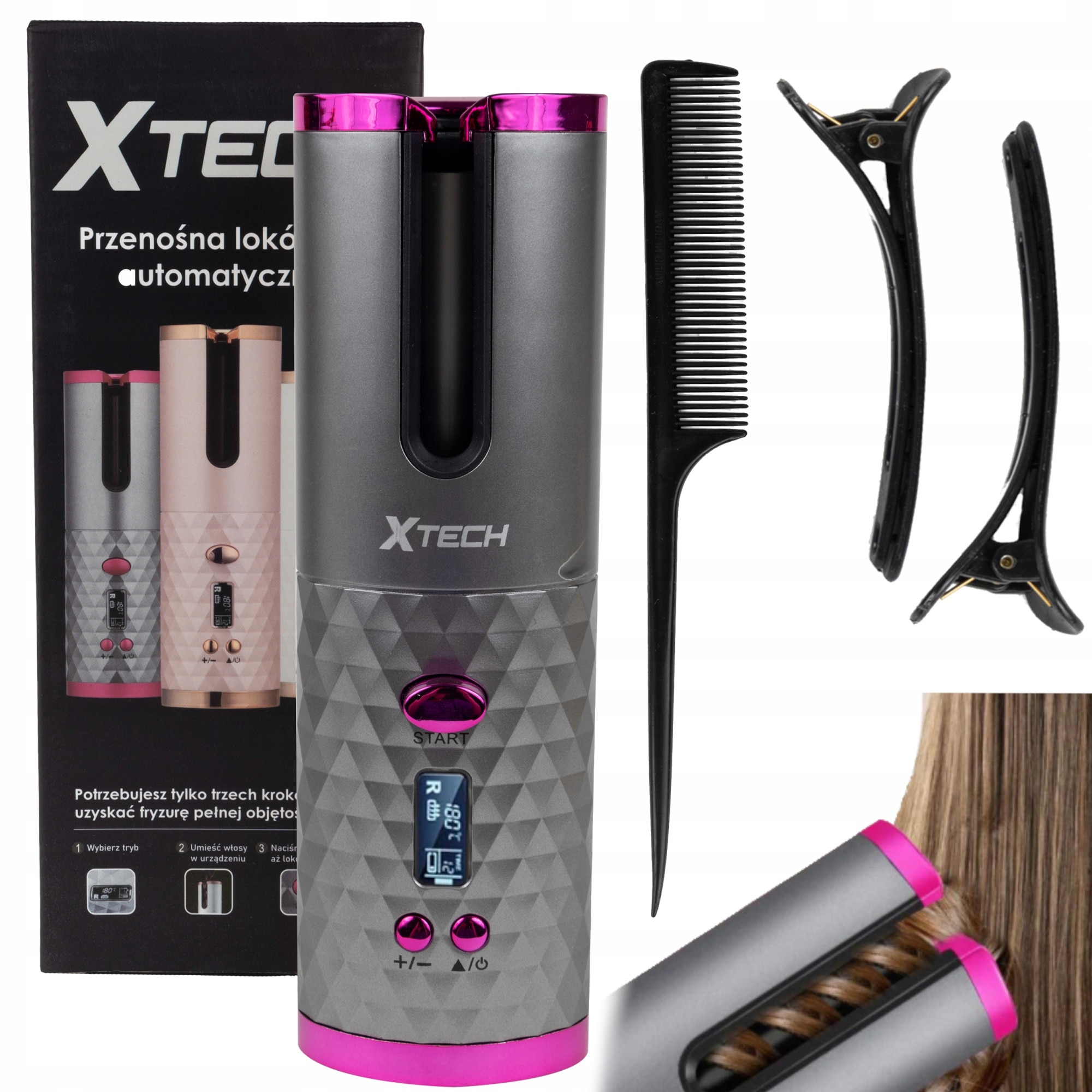 Маша за коса Xtech, Ceramic, LCD, Graphite - eMAG.bg